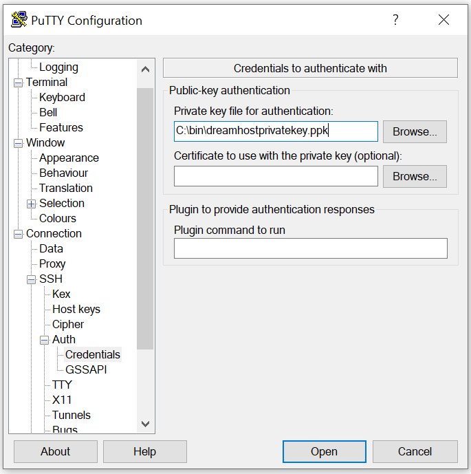 Set up passwordless login in PuTTY – DreamHost Knowledge Base